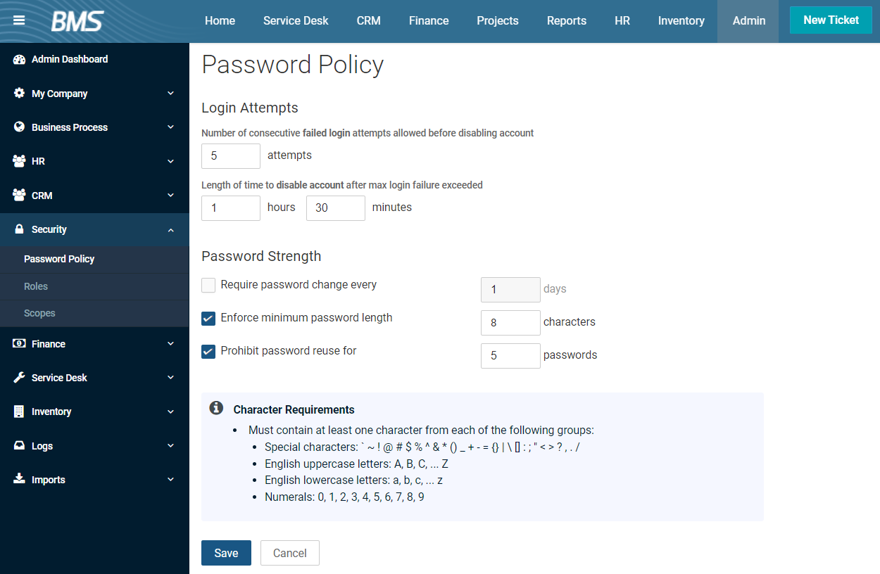 Password policy