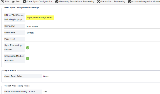 BMS-VSA integration setup