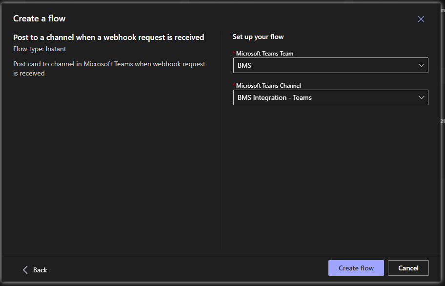 BMS-MS Teams integration